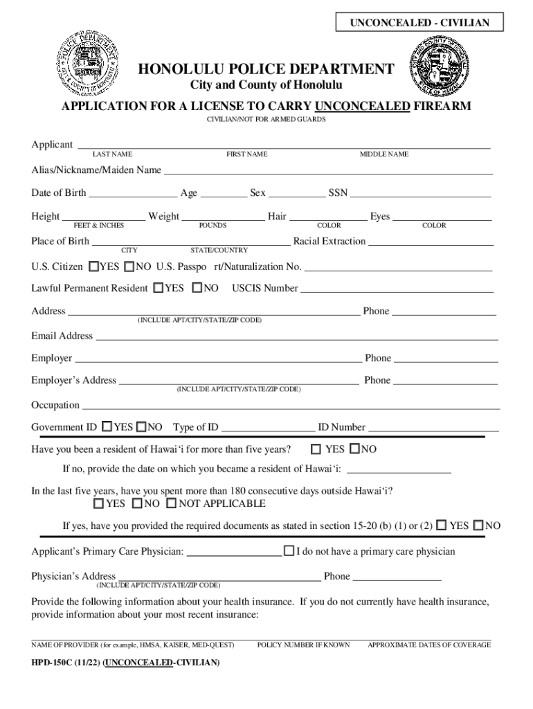 Fillable Online Honolulu is the last Hawaii police department to process ... Fax Email Print ...