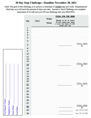 Fillable Online 20000 Steps a Day: My Exhausting 30-Day Step Challenge Fax Email Print - pdfFiller