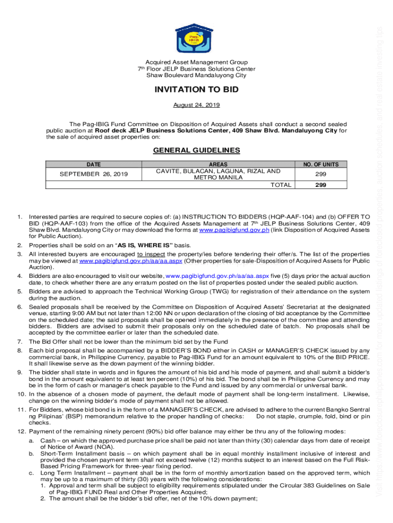 Fillable Online INVITATION TO BID - OnePropertee Fax Email Print - pdfFiller