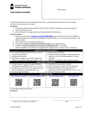 Fillable Online SHA 0256 Take Home Naloxone Form for Clinicians Fax ...