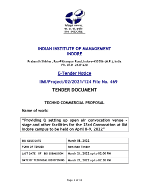 Fillable Online TENDER DOCUMENT - IIM Indore Fax Email Print - pdfFiller
