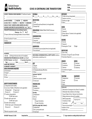 Fillable Online SHA 0007 COVID-19 Continuing Care Transfer Form Fax ...