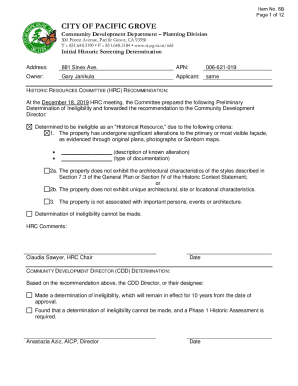 Fillable Online Community Development - City of Pacific Grove Fax Email Print - pdfFiller