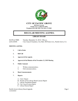 Fillable Online Library Board - City of Pacific Grove Fax Email Print - pdfFiller