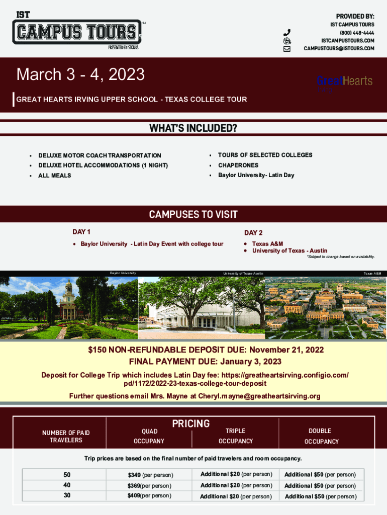 Fillable Online Take a Tour - Great Hearts Irving, Serving Grades K-12 ...