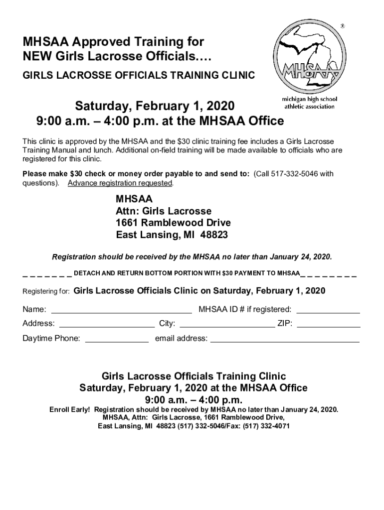 Fillable Online MHSAA Approved Training for NEW Girls Lacrosse ...
