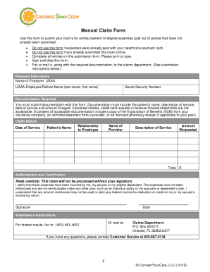 Fillable Online ess springfield il Non-HSA Expense Manual Claim Form ...