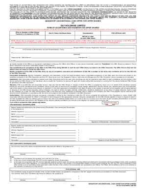 Fillable Online FAT (Form of Acceptance and Transfer for Shares) Fax ...