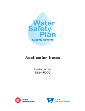 Fillable Online Water Safety Plan Subsidy Scheme to open for ...