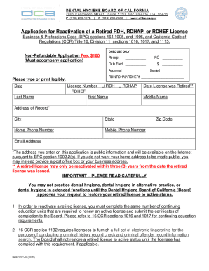 Fillable Online registered dental hygienist (rdh) license live scan ...