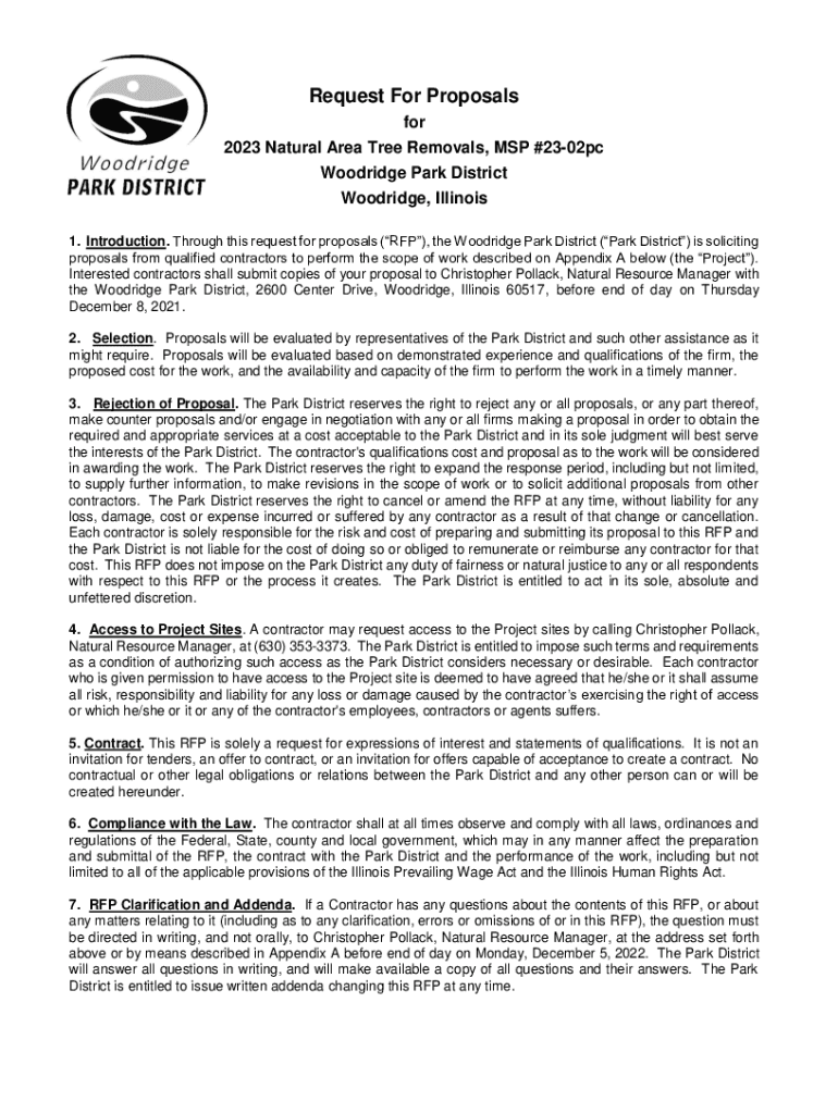 Fillable Online REQUEST FOR PROPOSAL: TREE PLANTING AND ... Fax Email ...