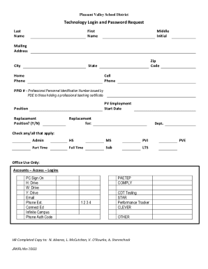 Fillable Online Technology Login and Password Request Fax Email Print - pdfFiller