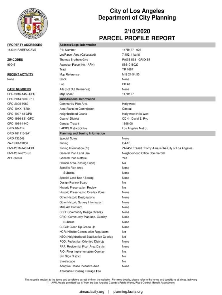 Fillable Online Parcel Profile Report - Online Services - City of Los ...