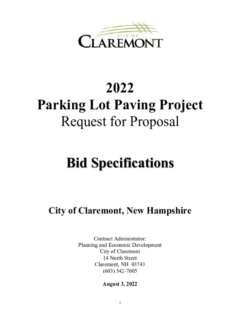 Fillable Online 2022 Parking Lot Paving Project Request for Proposal ...