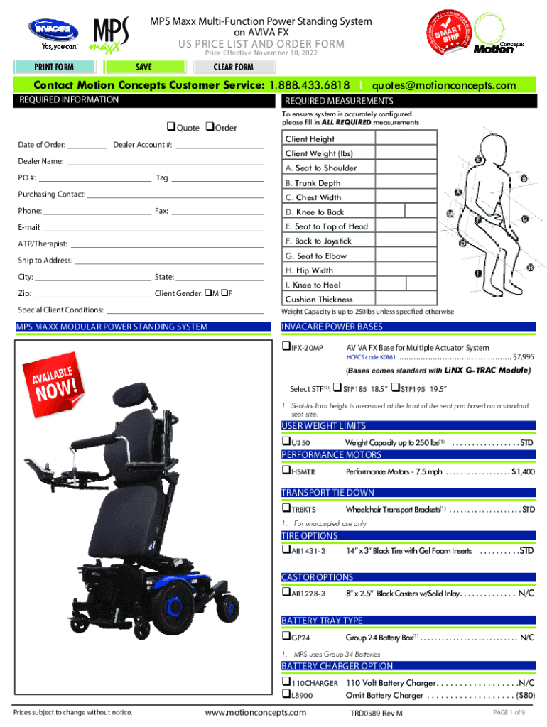 Fillable Online TRD0589 MPS Maxx Multi-Positioning Power Standing ...
