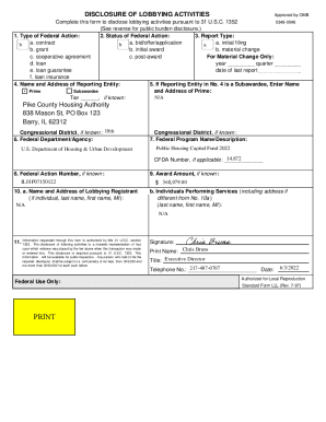 Fillable Online Fillable Online irs Form. Disclosure of Lobbying ...
