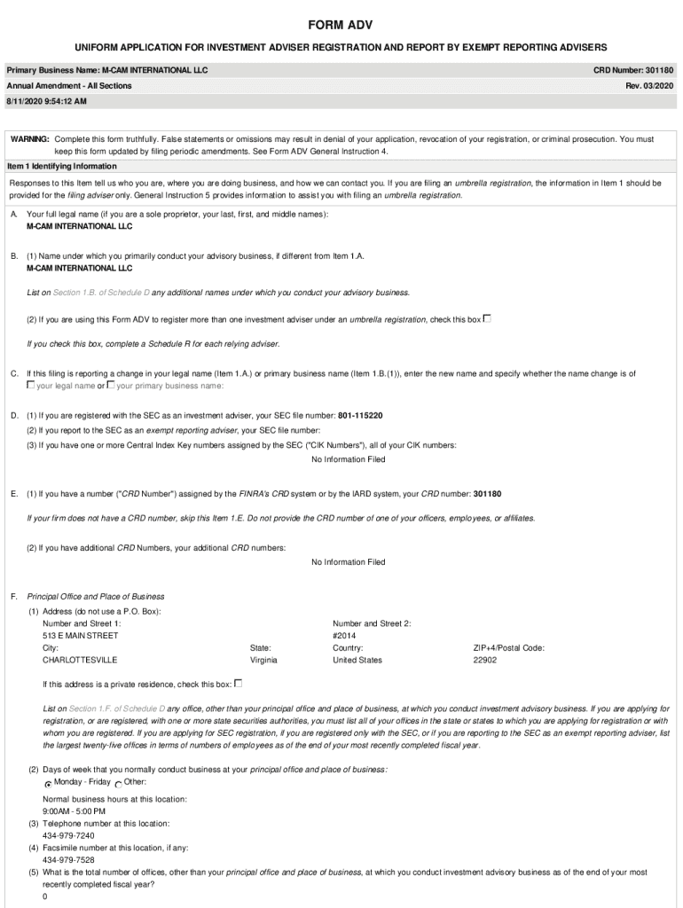 Fillable Online FORM ADV - FactCheck.org Fax Email Print - pdfFiller