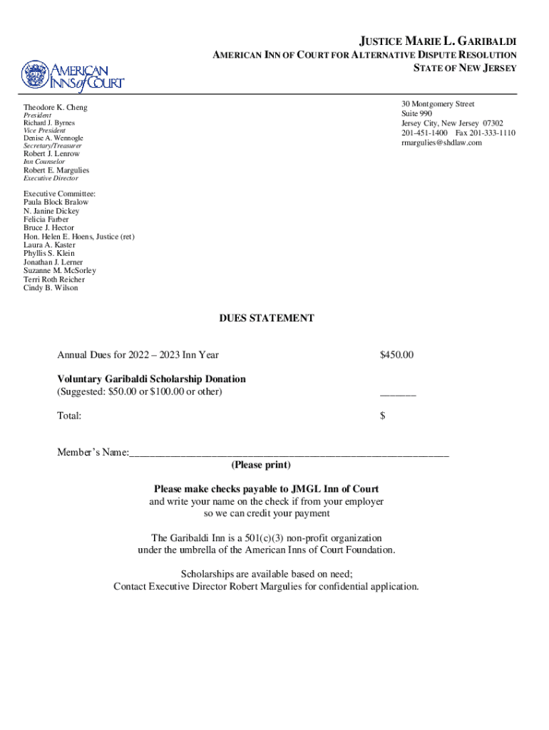 Fillable Online inns innsofcourt Justice Marie L. Garibaldi American ...
