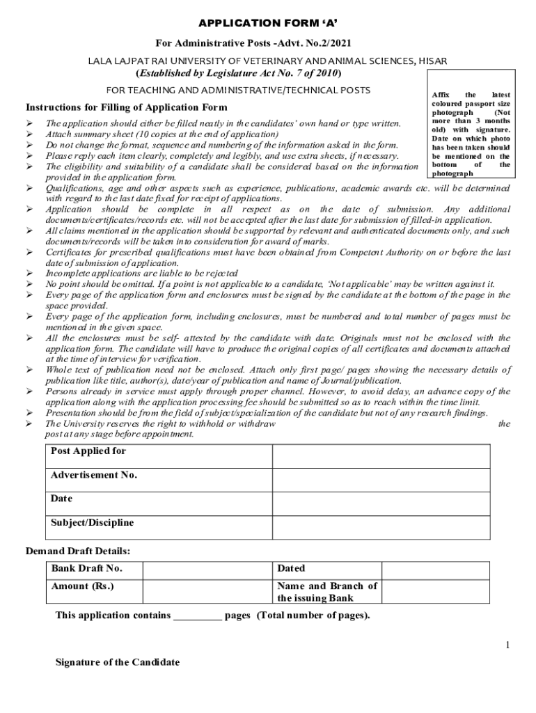 Fillable Online LUVAS-Registrar-Dean-Recruitment-2021-Application-Form.pdf Fax Email Print ...