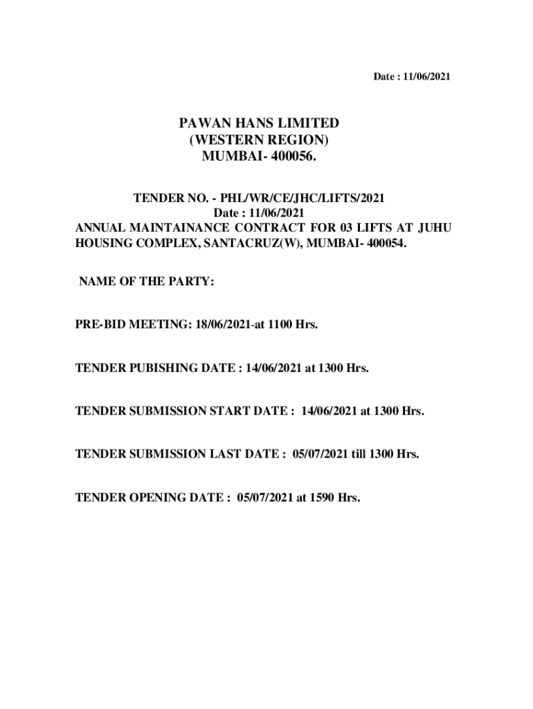 Fillable Online E Tenders - Pawan HansNational Helicopter Carrier India Fax Email Print - pdfFiller