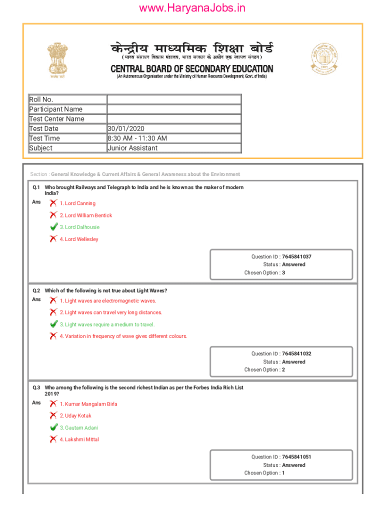 Cbse Junior Assistant Previous Year Question Paper Pdf - Fill Online ...
