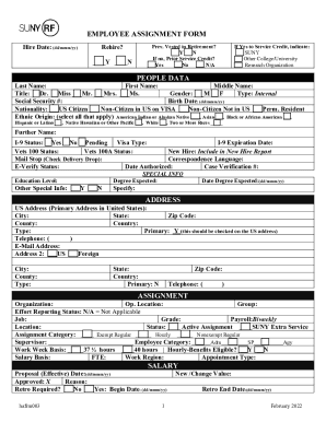 Fillable Online Employee Assignment Form - SUNY Morrisville Fax Email Print - pdfFiller