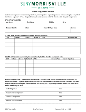 Fillable Online Student Drop/Add Form Fax Email Print - pdfFiller