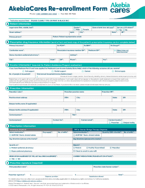 Fillable Online PAP Re-Enrollment Form - AkebiaCares for HCP. Download ...