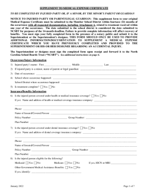 Fillable Online Supplement to Medical Expense Certificate Fax Email Print - pdfFiller