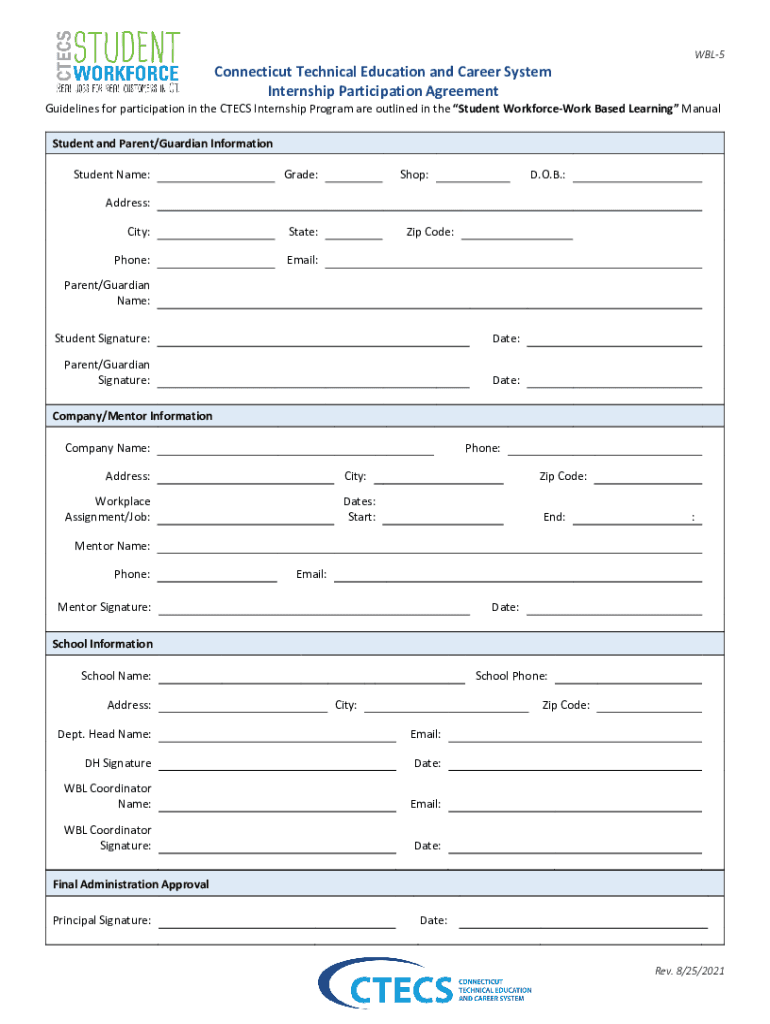 Fillable Online WBL-5-Internship-Participation-Agreement.pdf Fax Email Print - pdfFiller