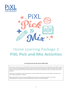 Fillable Online PiXL Pick and Mix Activities - St Nicholas CE Primary ...