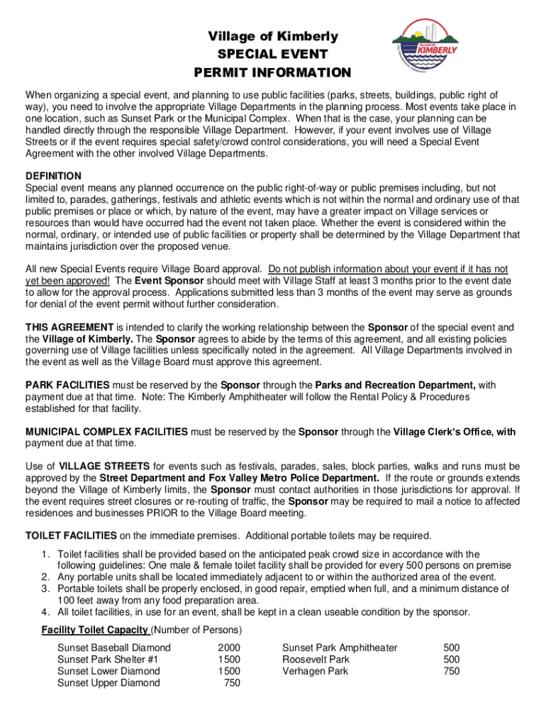 Fillable Online SPECIAL EVENT PERMIT APPLICATION - Revize Fax Email Print - pdfFiller