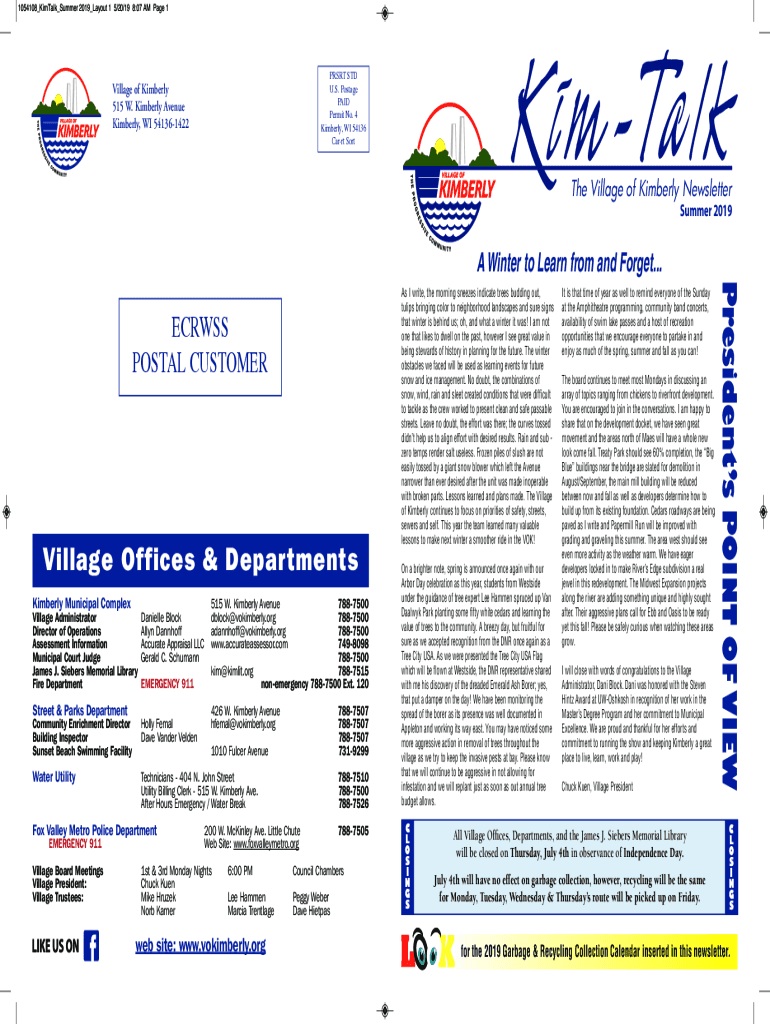 Fillable Online Licenses and Forms - Village of Kimberly, Wisconsin Fax ...
