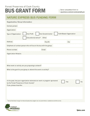Fillable Online Bus Grant Form - Forest Preserves of Cook County Fax ...