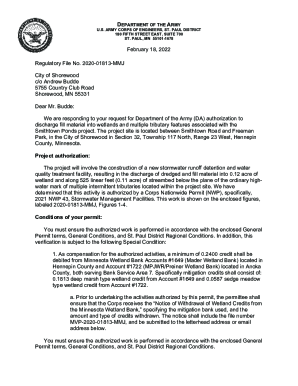 Fillable Online St. Paul DistrictContact - US Army Corps of Engineers ...