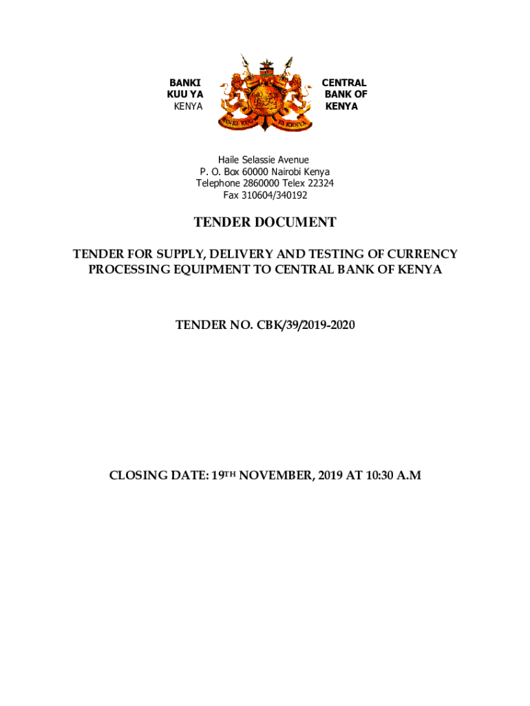 Fillable Online (PDF) BANKI CENTRAL KUU YA BANK OF KENYA Haile ...Page ...