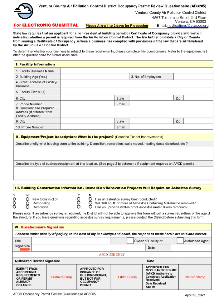 Fillable Online Air Pollution Control District - Ventura - One-Stop ...