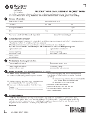 Fillable Online PRESCRIPTION REIMBURSEMENT REQUEST FORM Fax Email Print - pdfFiller