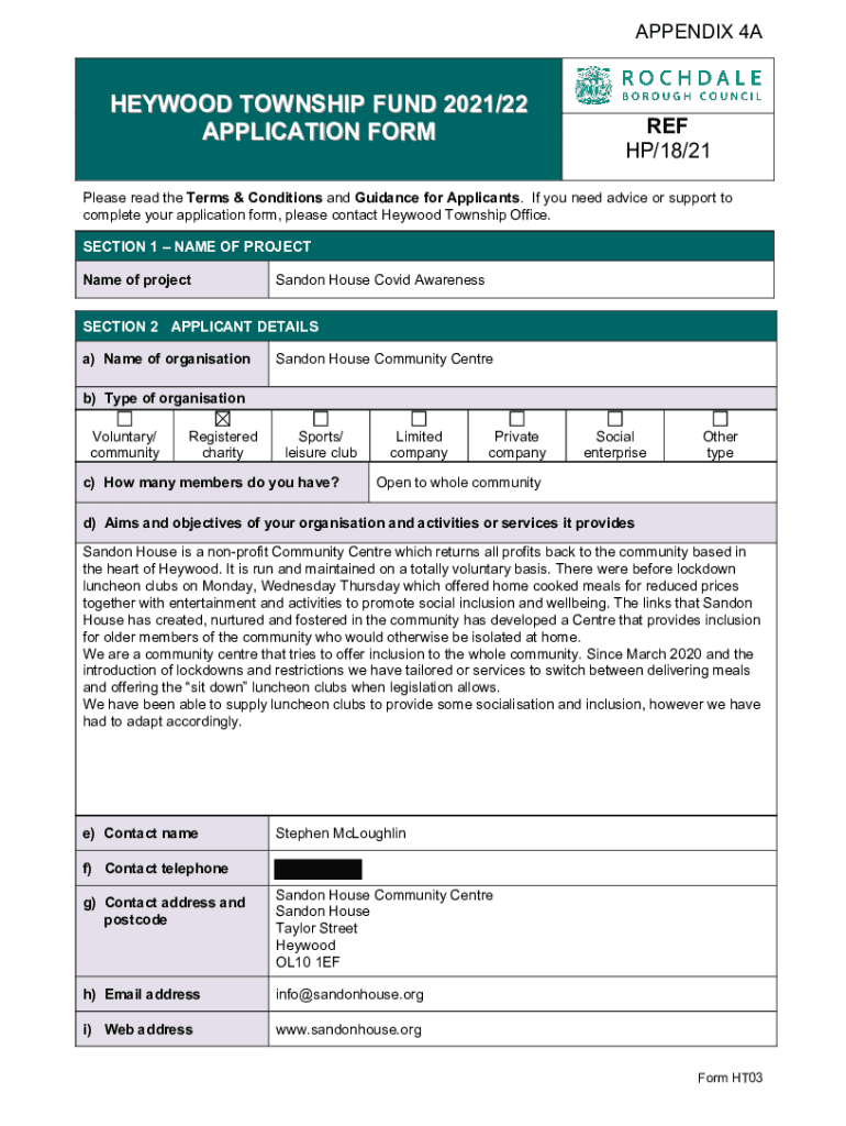 Fillable Online democracy rochdale gov Example grant agreement terms ...