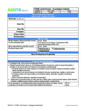 Fillable Online HRPP-211 - FORM - Initial Review - Investigator ...