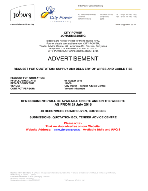 Fillable Online REQUEST FOR QUOTATION: SUPPLY AND DELIVERY OF WIRES AND ...