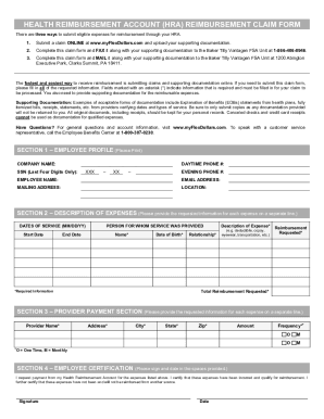 Fillable Online HRA Reimbursement Claim Form - NFP Fax Email Print ...