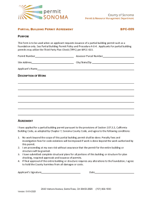 Fillable Online BPC-009 Partial Building Permit Agreement. BPC-009 ...