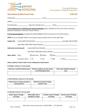 Fillable Online PJR-121 Groundwater Reporting Form. PJR-121 Groundwater ...