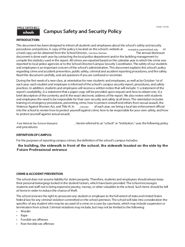 Fillable Online Campus Safety and Security Policy Fax Email Print ...