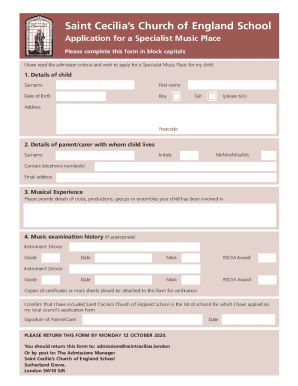 Fillable Online How to apply - Saint Cecilia's Church of England School Fax Email Print - pdfFiller