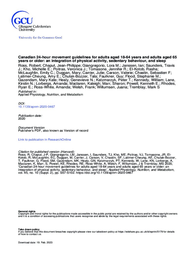 Fillable Online researchonline gcu ac Canadian 24-Hour Movement ... Fillable Online researchonline gcu ac Canadian 24-Hour Movement ...