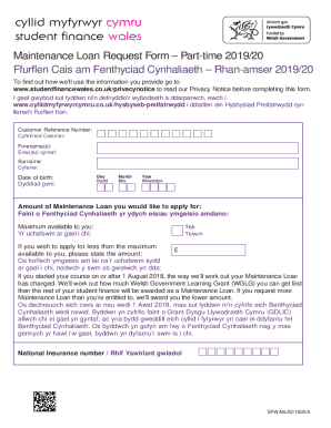 Fillable Online 2019/20 Maintenance Loan Request Form Fax Email Print ...