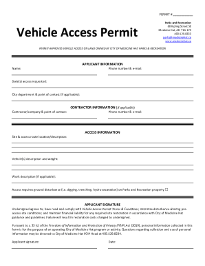 Fillable Online Vehicle Access Permit - City of Medicine Hat Fax Email ...