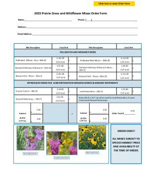 Fillable Online Native Prairie Grass Seed Mixes and Native Wildflower ...